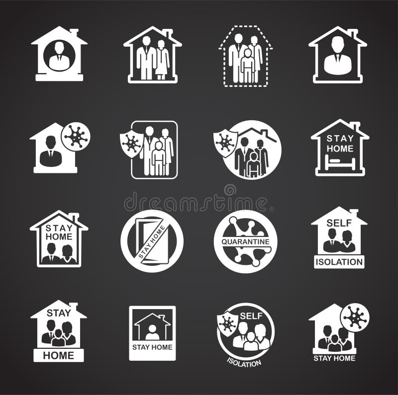 Self Isolation Related Icons Set on Background for Graphic and Web ...