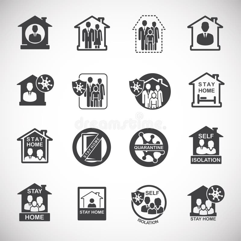 Self Isolation Related Icons Set on Background for Graphic and Web ...