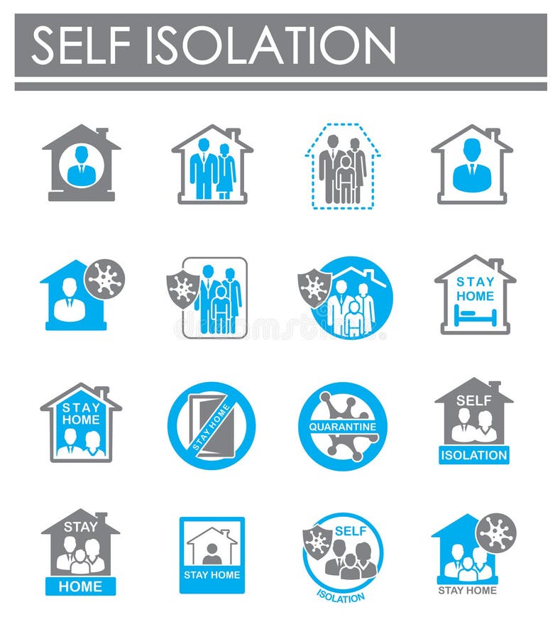 Self Isolation Related Icons Set on Background for Graphic and Web ...