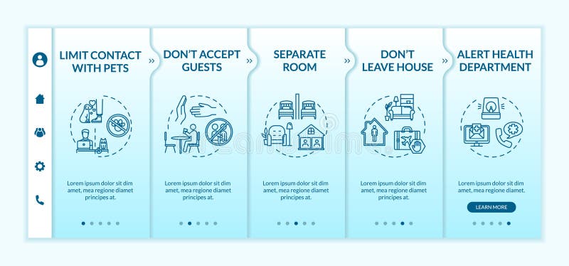 Self-isolation Tips Onboarding Vector Template. Staying Home, Contacts ...