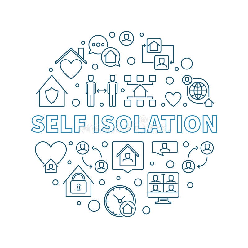 Self Isolation Vector Concept Round Outline Illustration Stock Vector ...