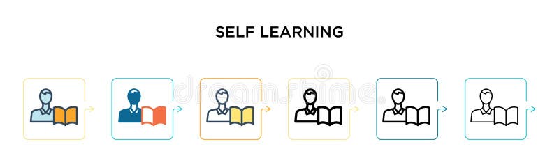 Self-learning Vector Icon in 6 Different Modern Styles. Black, Two ...