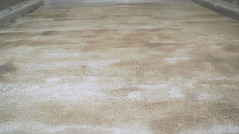 Self-leveling Floor Compound Covering Uneven Concrete Surface Stock ...