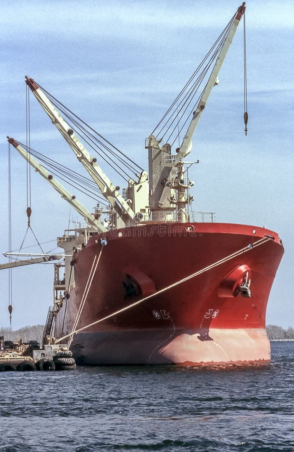 Cargo Ship at Anchor in the Late Afternoon Stock Photo - Image of ...