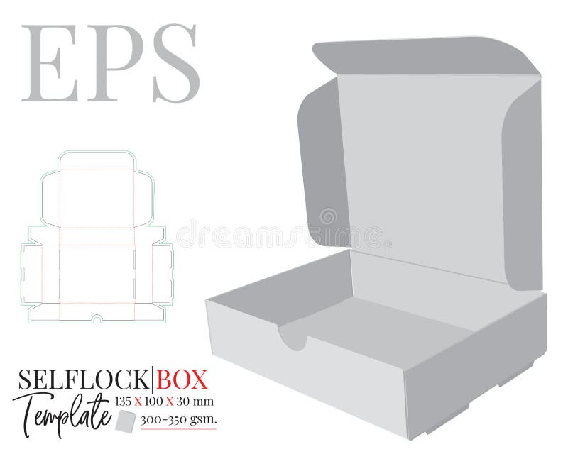 Self Lock Box Template, Vector with Die Cut, Laser Cut Lines. Cut and ...