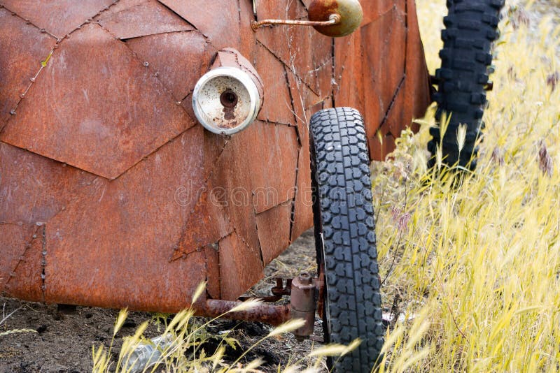 The Self-made Car Welded from Different Pieces of Metal. Junk Style ...