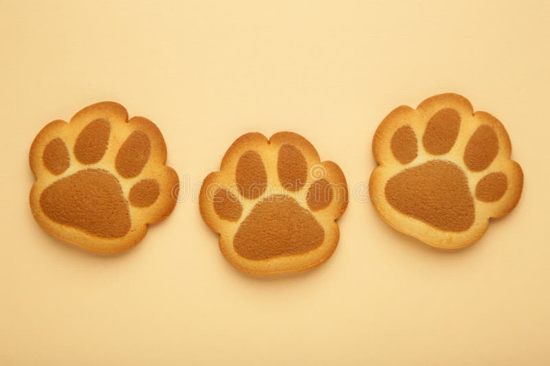 Self Made Cat Paw Cookies on Beige Background Stock Image - Image of ...