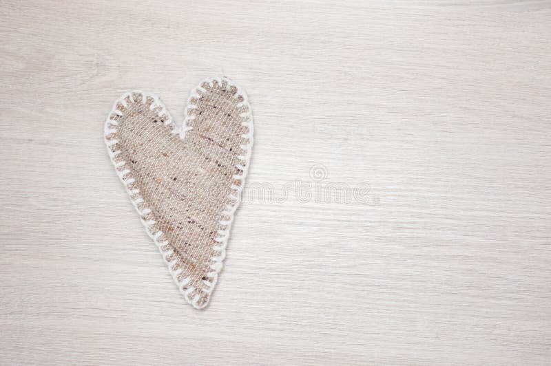 Self Made Linen Heart on Wooden Background Stock Photo - Image of ...
