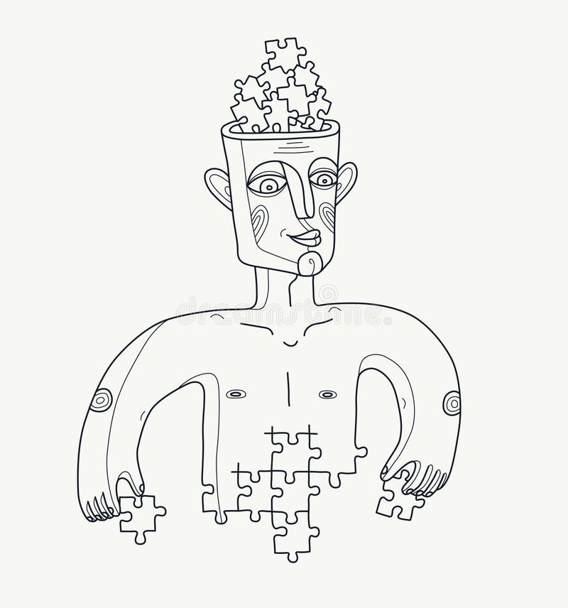 Self-made Person Vector Concept, Illustration of a Man Building Himself ...