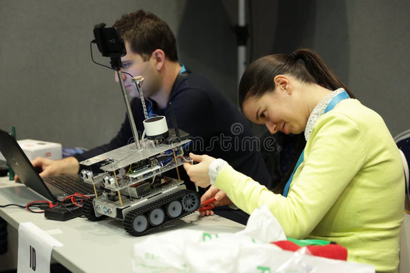 Self-made Robot by Student Start Stock Photo - Image of industrial ...