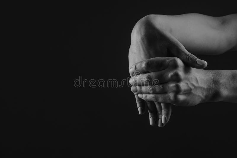 Close-up Hand Massage on a Dark Background Stock Image - Image of ...