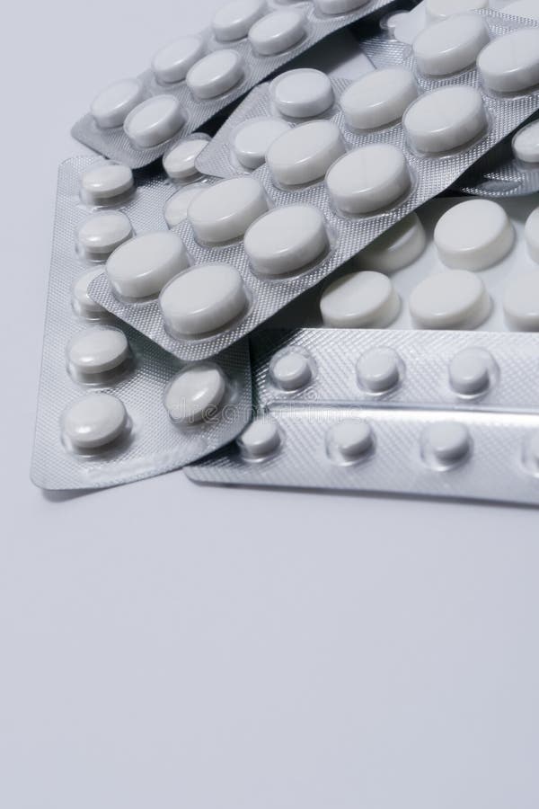 Self-medication. Packages With Pills On White Background. Stock Photo ...