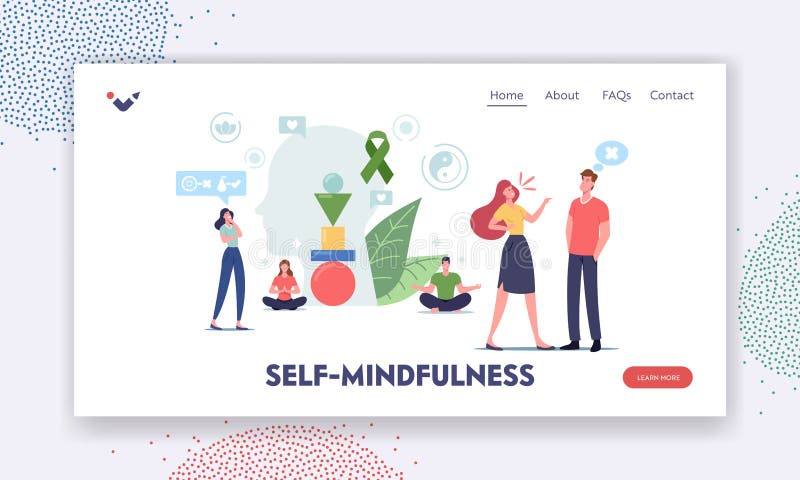 Self-mindfulness, Control Landing Page Template. Characters Keep Mental ...