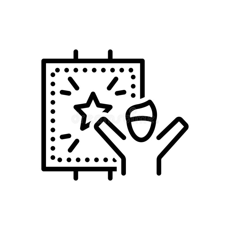 Black Line Icon for Self Motivation, Self and Joyful Stock Illustration ...