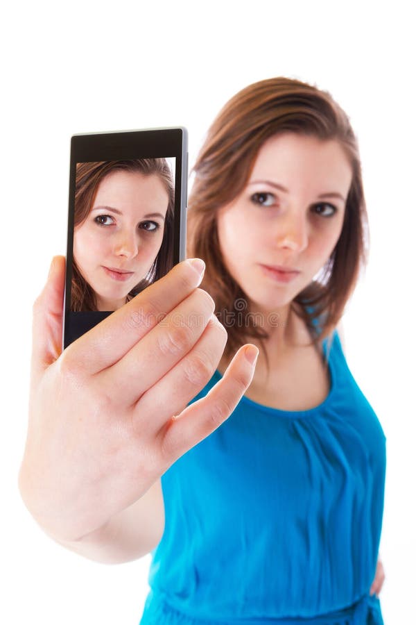 Self Portrait with Cell Phone Stock Photo - Image of happy, adult: 29414978