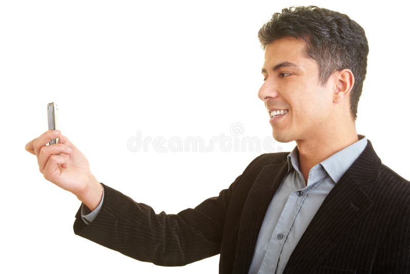 Self portrait with phone stock image. Image of businessman - 10320145