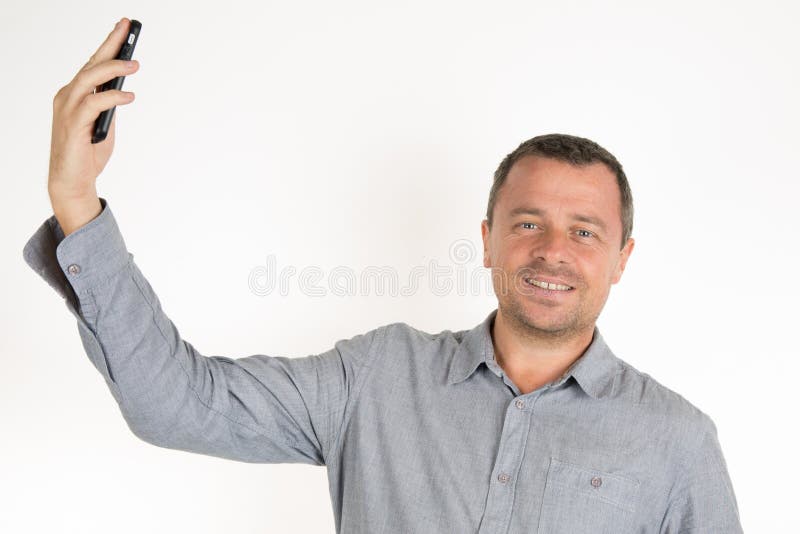 Self-portrait on the phone stock image. Image of park - 61222085
