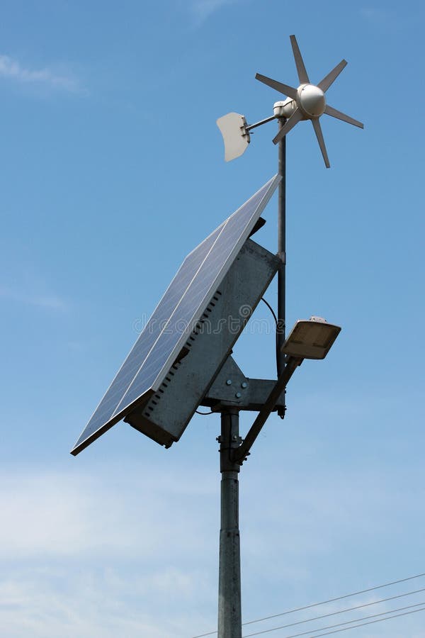 Self-powered Street LED Lamp with Solar Panel and Wind Generator Stock ...