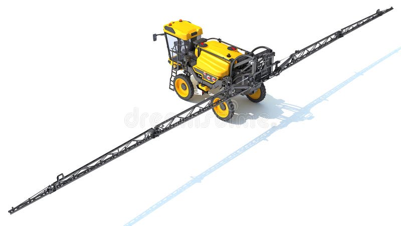 Self Propelled Farm Sprayer 3D Rendering on White Background Stock ...
