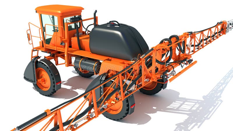 Self Propelled Farm Sprayer 3D Rendering on White Background Stock ...