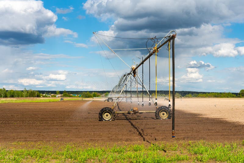 Self-propelled Potato Field Irrigation System Stock Photo - Image of ...