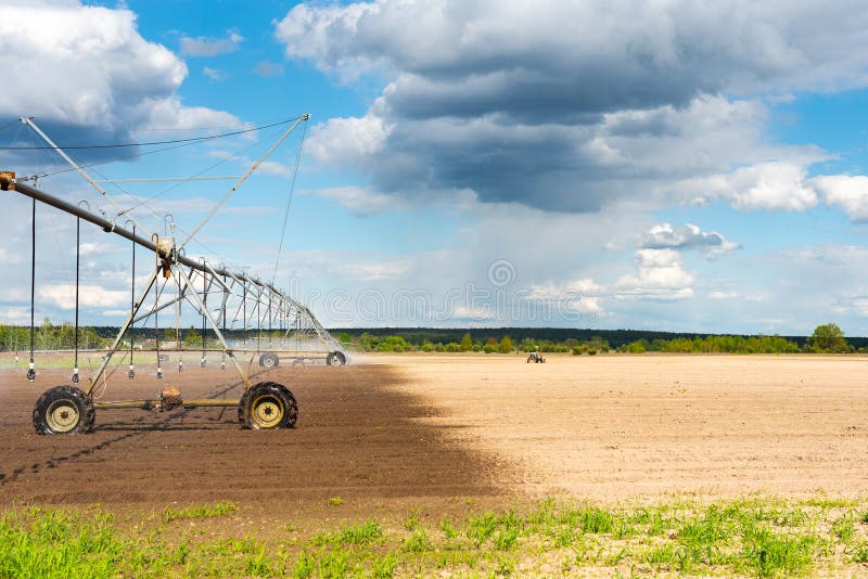 Self-propelled Potato Field Irrigation System Stock Image - Image of ...