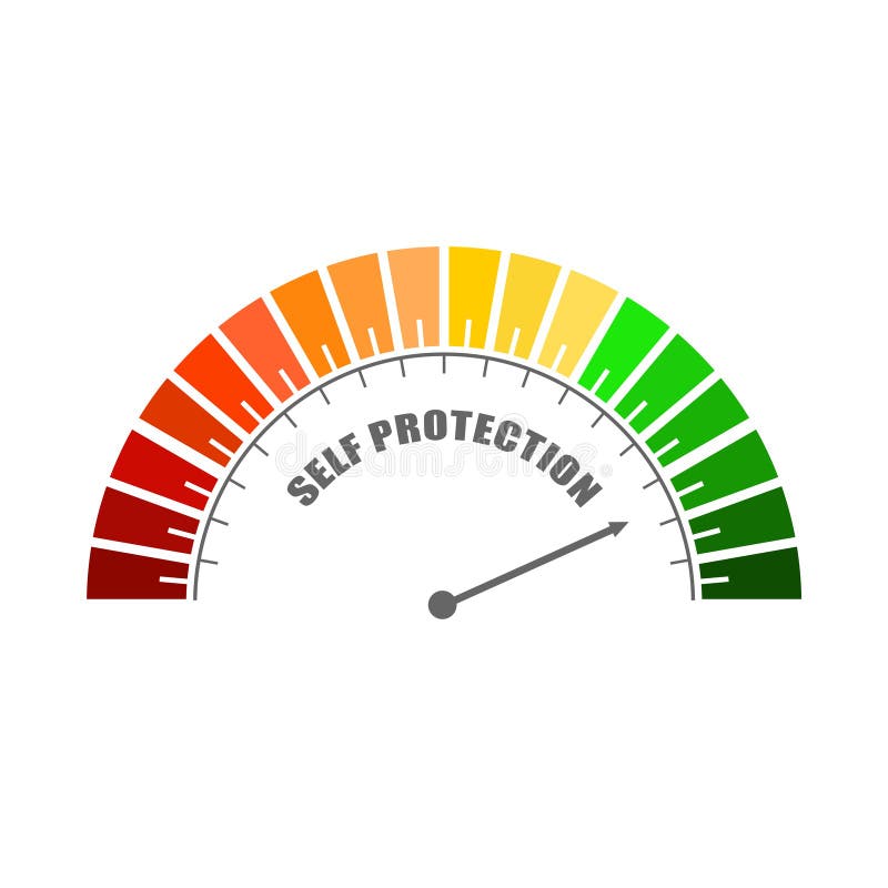 Self Protection Measuring Device with Arrow and Scale. Stock Vector ...
