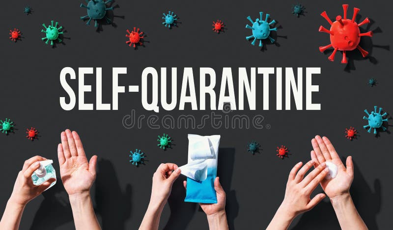 Self-quarantine Theme with Viral and Hygiene Objects Stock Photo ...