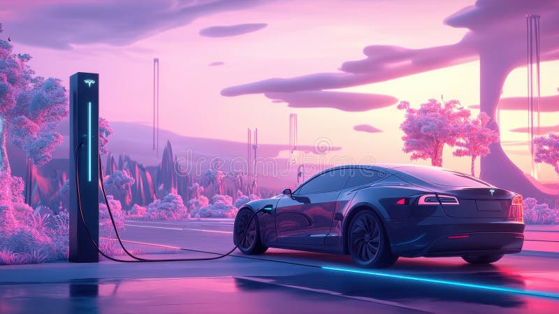 Self-recharging Electric Car, Showcasing Advanced and Automatic ...