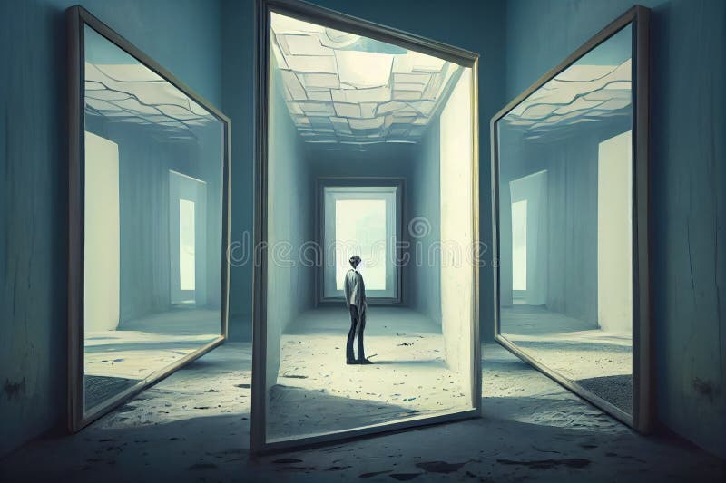 Self-Reflection, Made with Generative AI Stock Illustration ...