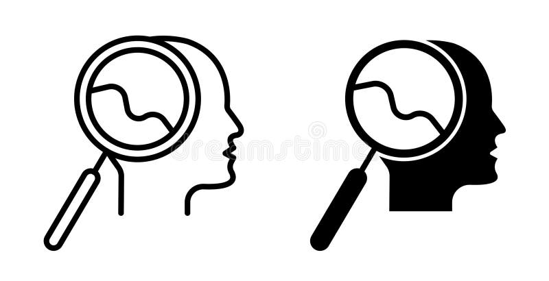 Self Research Icon Set. Cognitive Science Analysis Vector Symbol in a ...