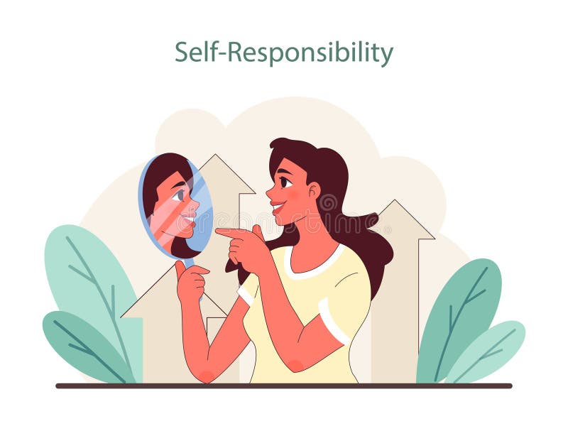 Self-Responsibility Concept. a Person Examines Their Reflection ... Self-Responsibility Concept. a Person Examines Their Reflection ...