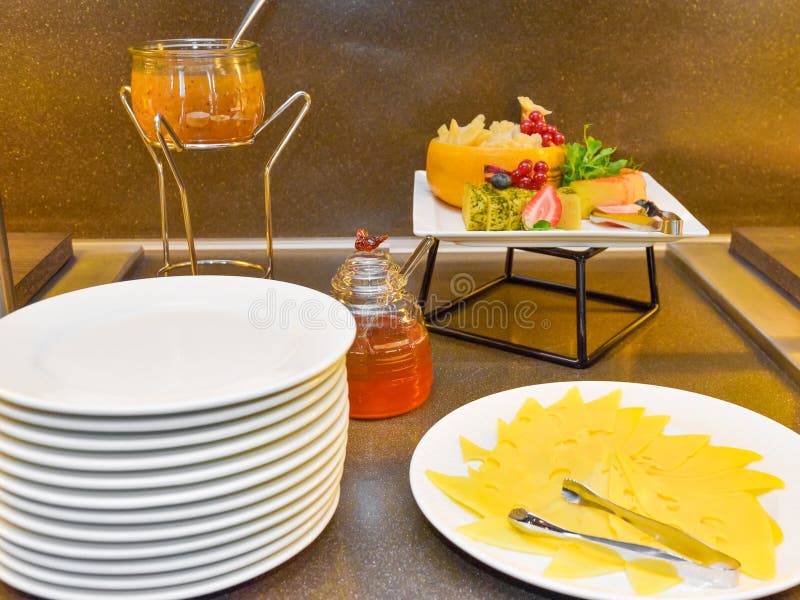 Self-service Buffet Served with Various Cheese Dishes for Breakfast ...