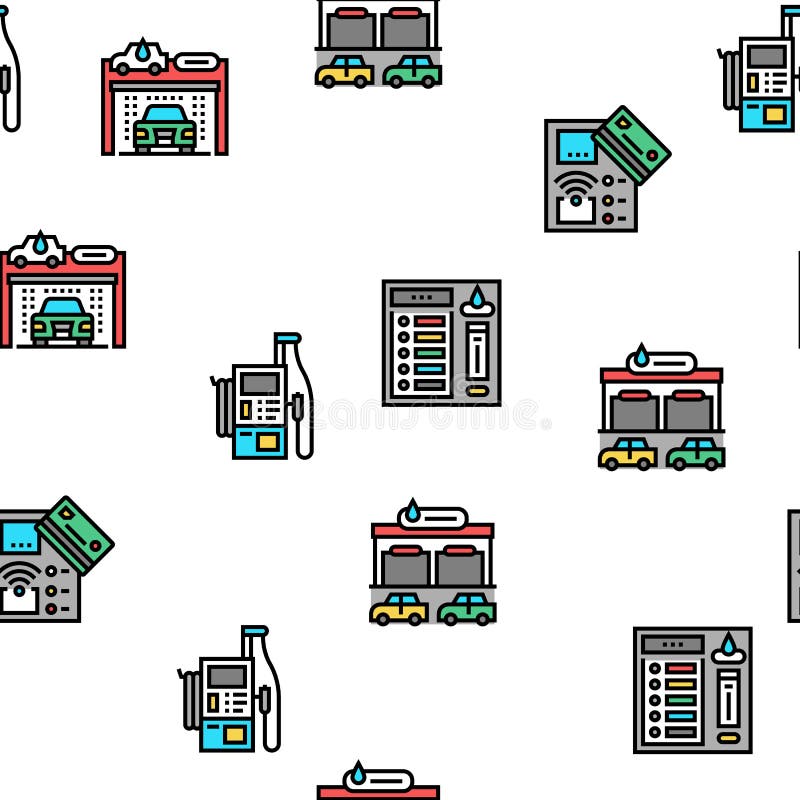 Self Service Car Wash Vector Seamless Pattern Stock Vector ...