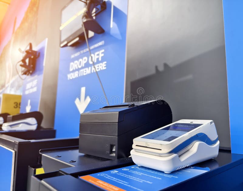 Self-service Check Out Area in Large Hypermarket Stock Photo - Image of ...