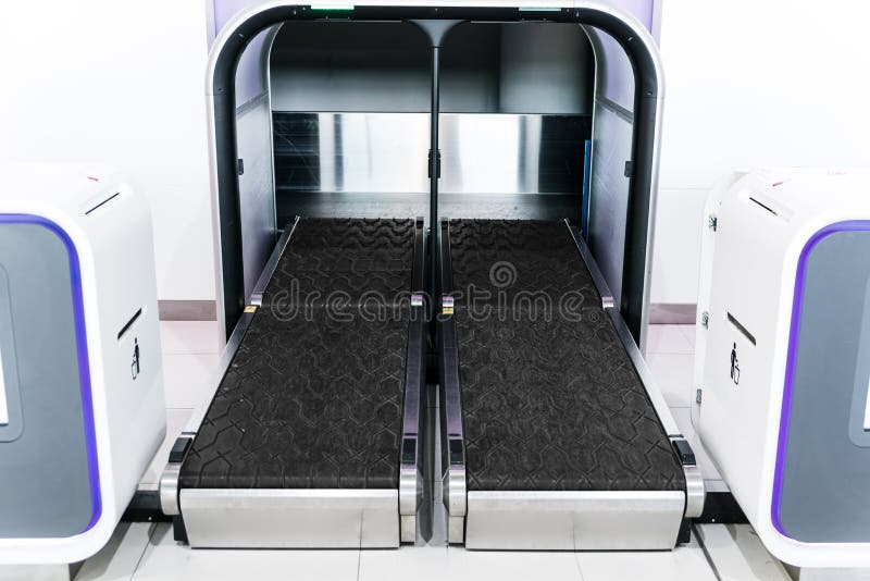 Electronic Counters for Baggage Drop at International Airport Stock ...