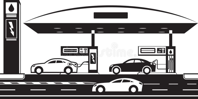 Self Service Gas and Charging Station Stock Photo - Illustration of ...