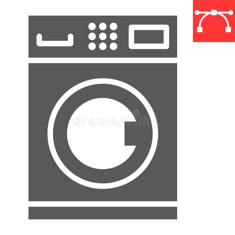 Self Service Laundry Glyph Icon, Dry Cleaning and Wash, Washing Machine ...