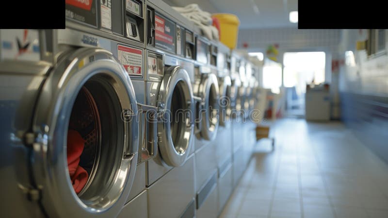 Self service laundry stock illustration. Illustration of clothing ...