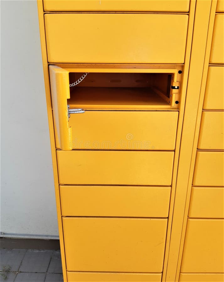 Self Service Storage Cabinet for Picking Up a Package in a City Area ...