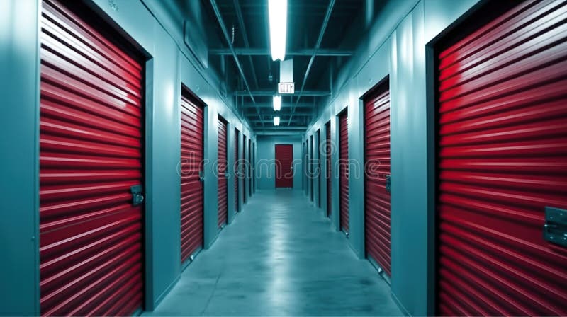 Self Storage Facility, Storage Corridor Warehouse. Ai Generated Image ...