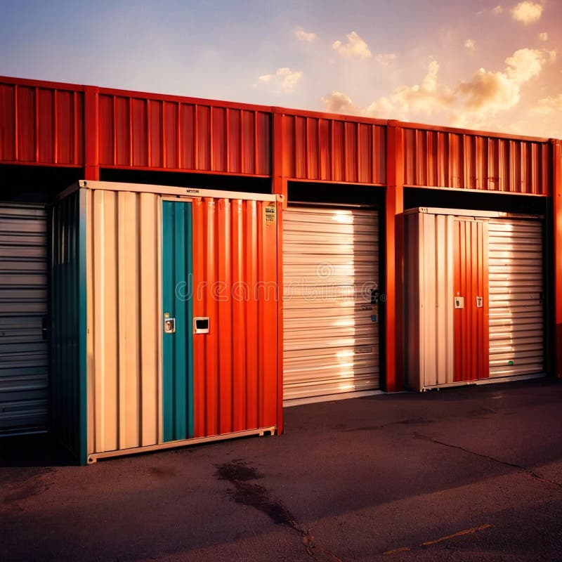Self Storage with Metal Doors, Self Service Logistics Warehouse Stock ...