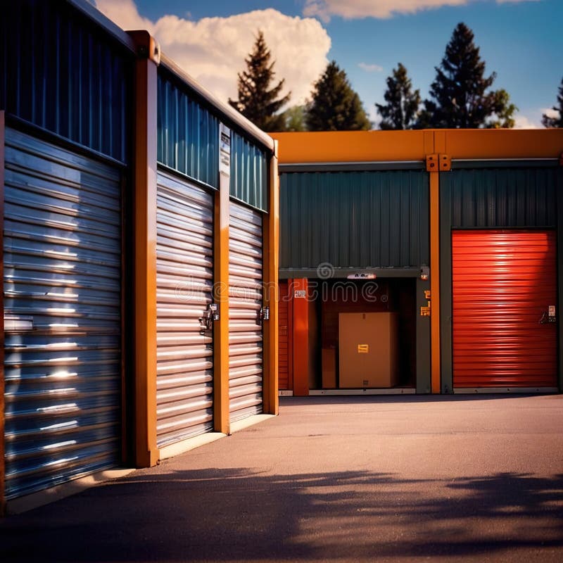 Self Storage with Metal Doors, Self Service Logistics Warehouse Stock ...
