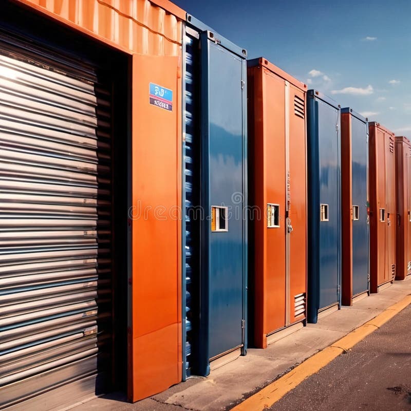 Self Storage with Metal Doors, Self Service Logistics Warehouse Stock ...