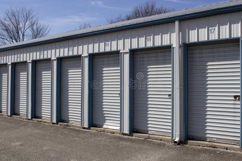 Self Storage and Mini Storage Garage Units Stock Photo - Image of ...