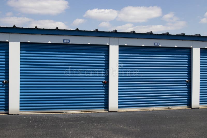 Self Storage and Mini Storage Garage Units Stock Photo - Image of lock ...
