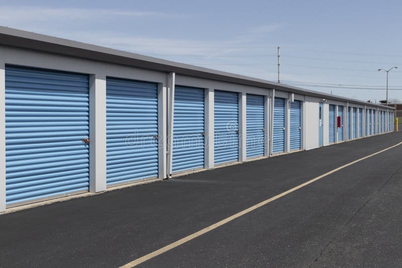 Self Storage and Mini Storage Garage Units Stock Photo - Image of ...