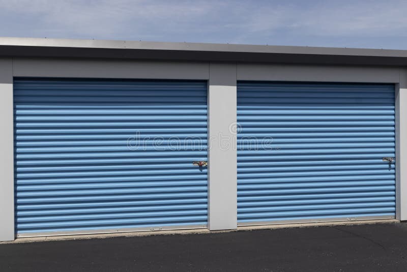Self Storage and Mini Storage Garage Units Stock Image - Image of ...