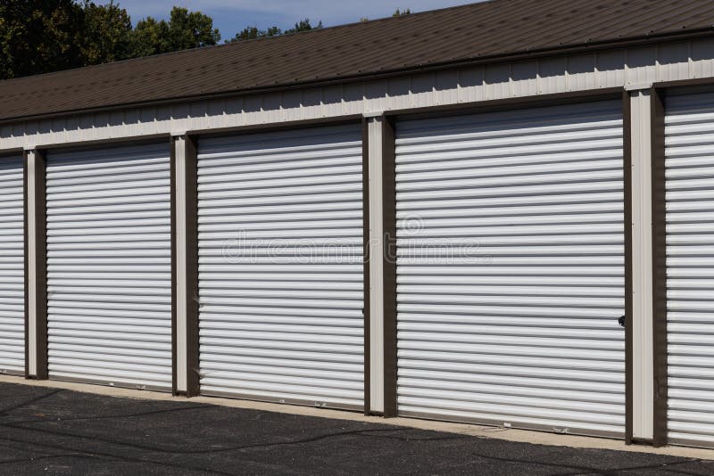 Self Storage and Mini Storage Garage Units Stock Photo - Image of ...