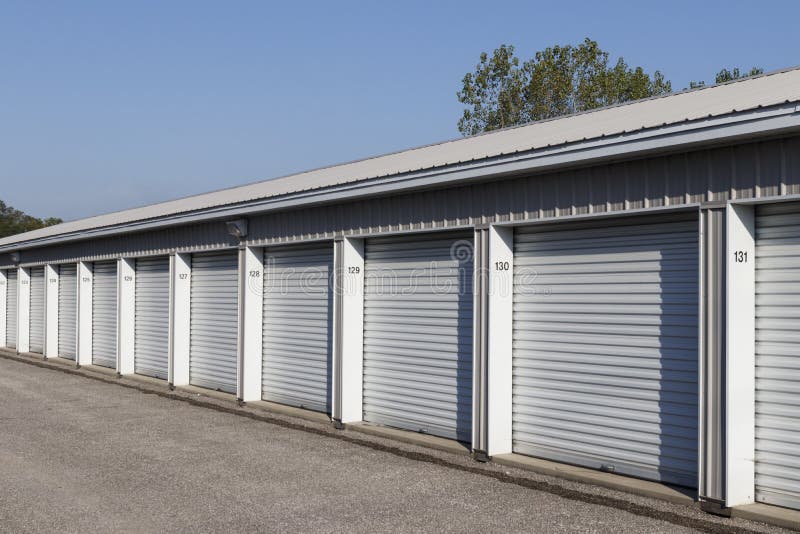 Self Storage and Mini Storage Garage Units Stock Photo - Image of ...